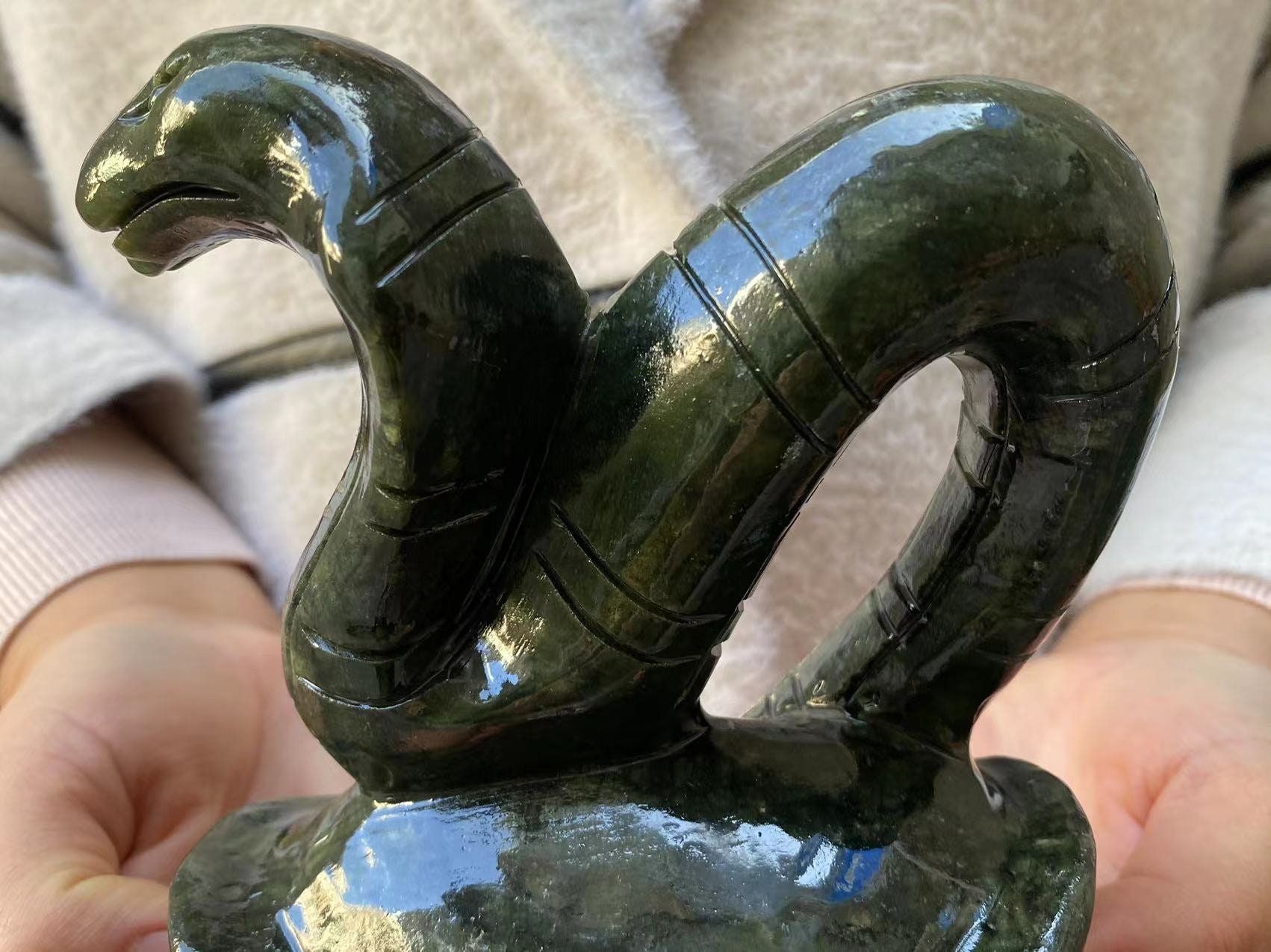 Natural Green Jade Snake Statue Exquisite Hand Carved Chinese - Etsy