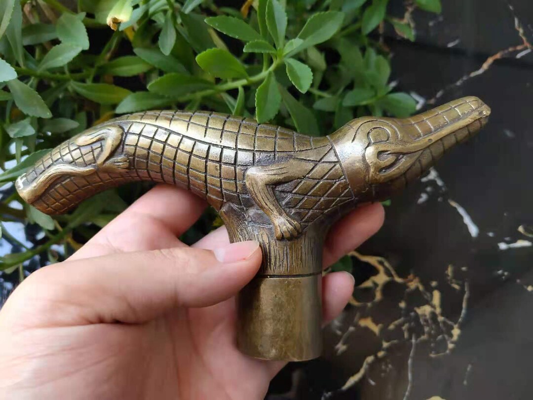 Solid Copper Crocodile Head Cane Ornament Antique Handle Vintage Style ...