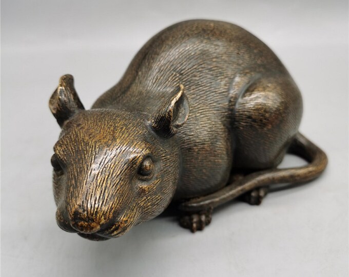Bronze Rat Mouse Figurine Gold Ingot Zodiac Feng Shui Animal - Etsy