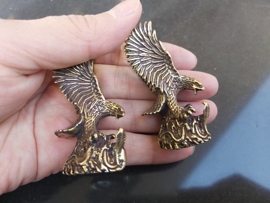 Lot of 2 Pics, Western Home Style, Pure Bronze Copper Hawk Statue, Fly ...
