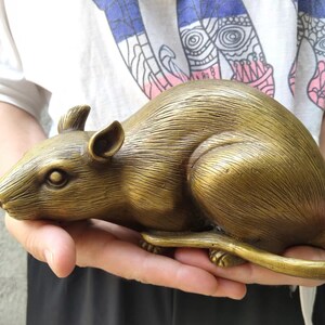Bronze Rat Mouse Figurine, Gold Ingot Zodiac Feng Shui Animal, Huge ...