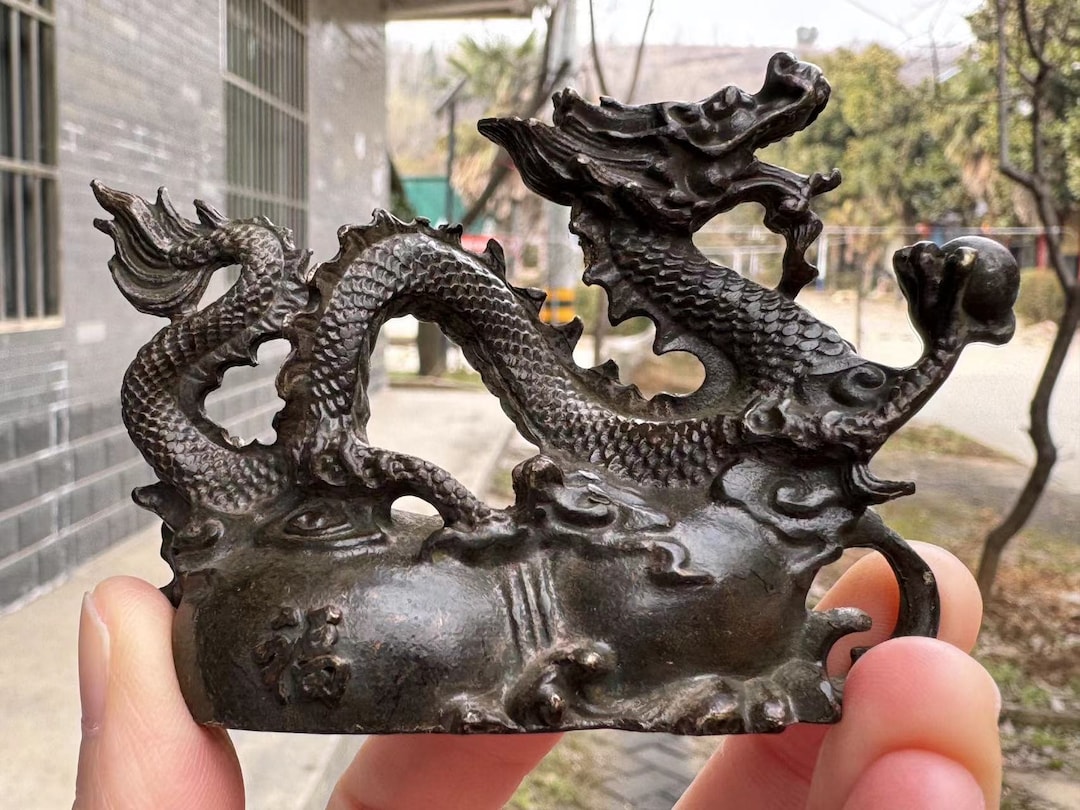 2024 Chinese New Year Dragon Statue Copper Azure Dragon Figurine Home ...