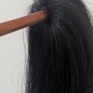 40.9inches Natrue Black Real Horse Tail Buddha Dust Props Wood Handle ...