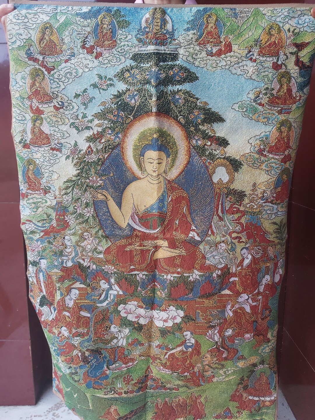 Tibetan Buddhism Cloth Silk Sakyamuni Goddess Thangka Thanka Hand ...