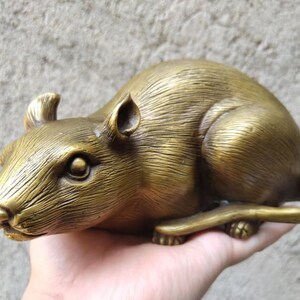 Bronze Rat Mouse Figurine, Gold Ingot Zodiac Feng Shui Animal, Huge ...