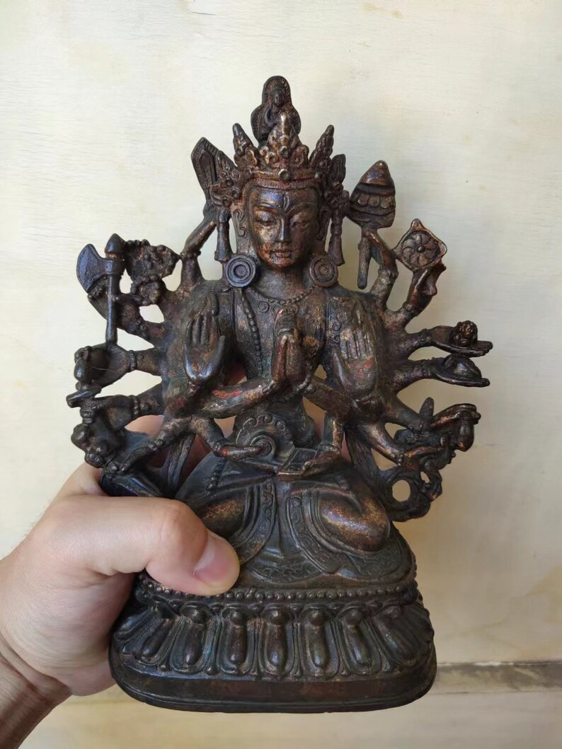 7 Inch Antique Brass Bronze Vintage Maha Cundi Bodhisattva | Etsy