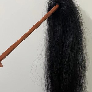 40.9inches Natrue Black Real Horse Tail Buddha Dust Props Wood Handle ...