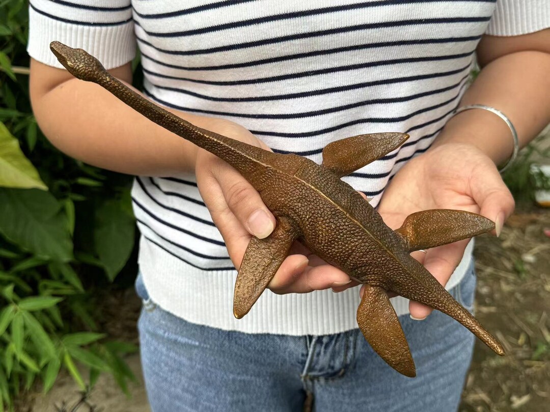 Copper Plesiosaur Figurine, Bronze Jurassic Period Dinosaur Statue ...