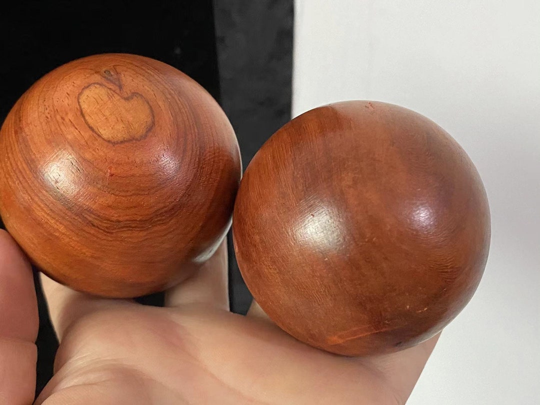 2 Pieces Natural Wood Fitness Ball Health Ball,solid Wood Writing ...
