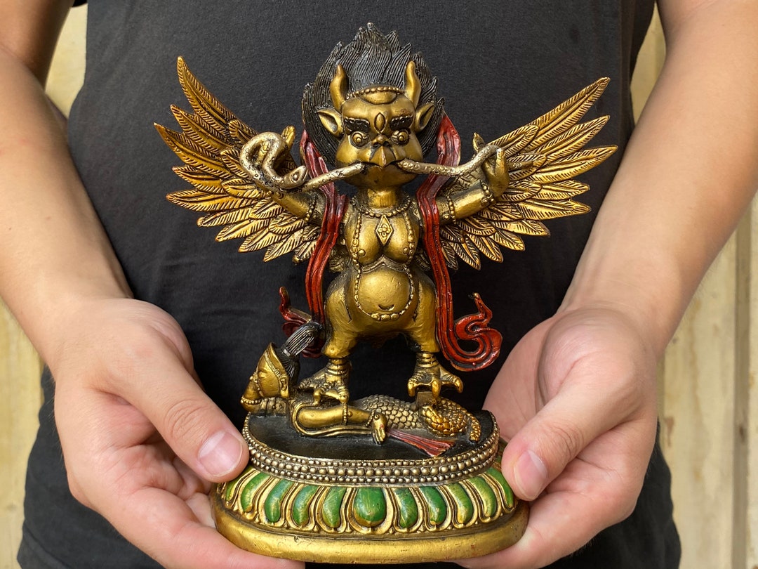Tibet Copper Winged Bird Buddha Da Peng Eagle Offering Buddhist Spread Wings Dapeng Bird Statue ...
