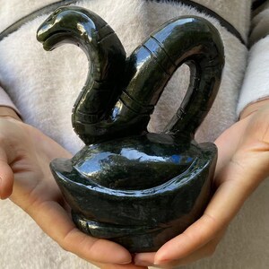 Natural Green Jade Snake Statue Exquisite Hand Carved Chinese - Etsy