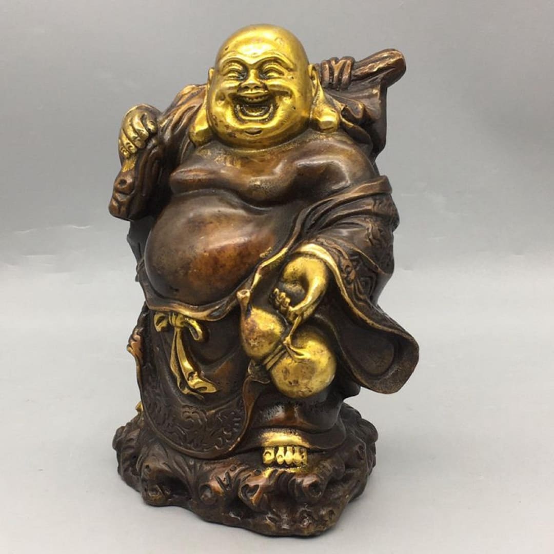 Tibetan Copper Buddha Statue Laughing Maitreya Buddha Home Decor,happy ...