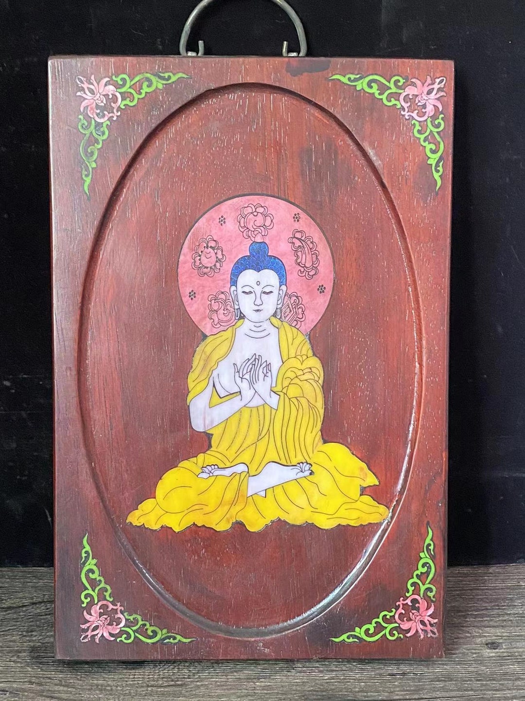 Hand Painted Shakyamuni Gautama Buddha Tibetan Thangka Painting Wood ...