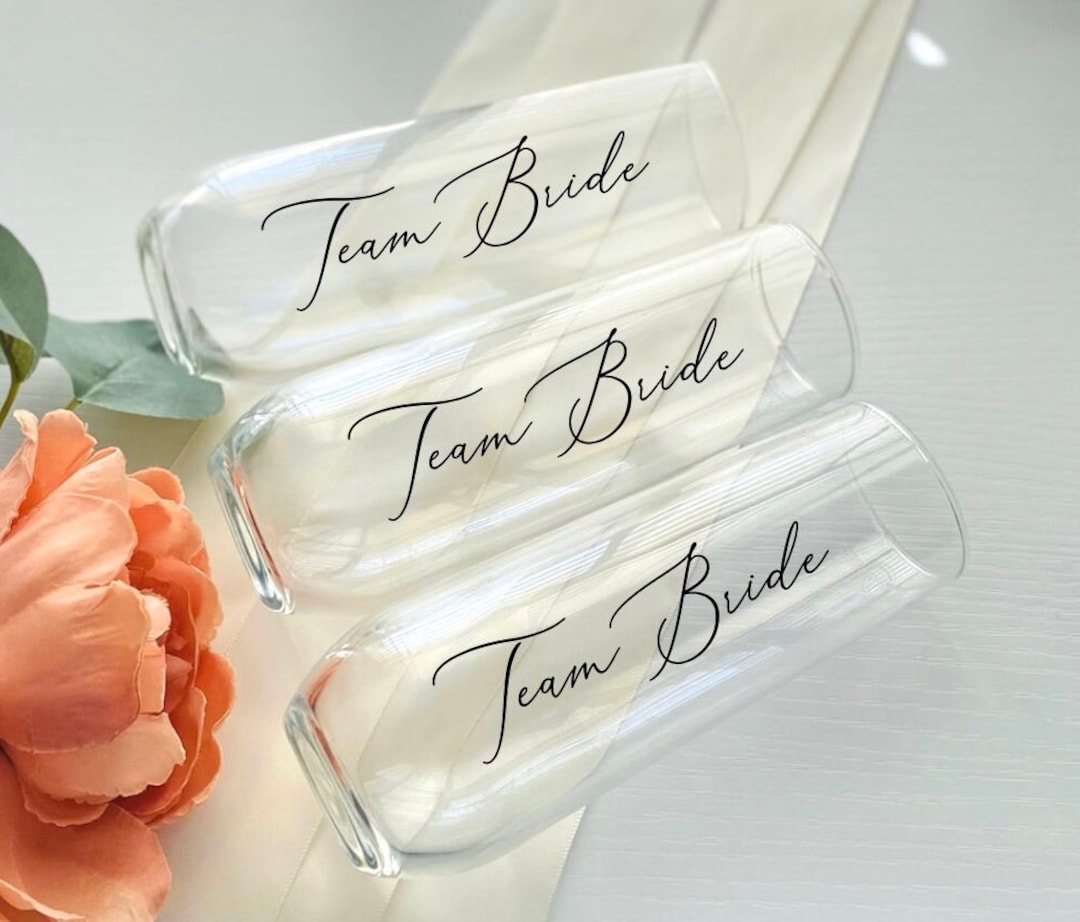 Team Bride Champagne Glass, Bridal Brunch, Bachelorette, Bridal Shower ...