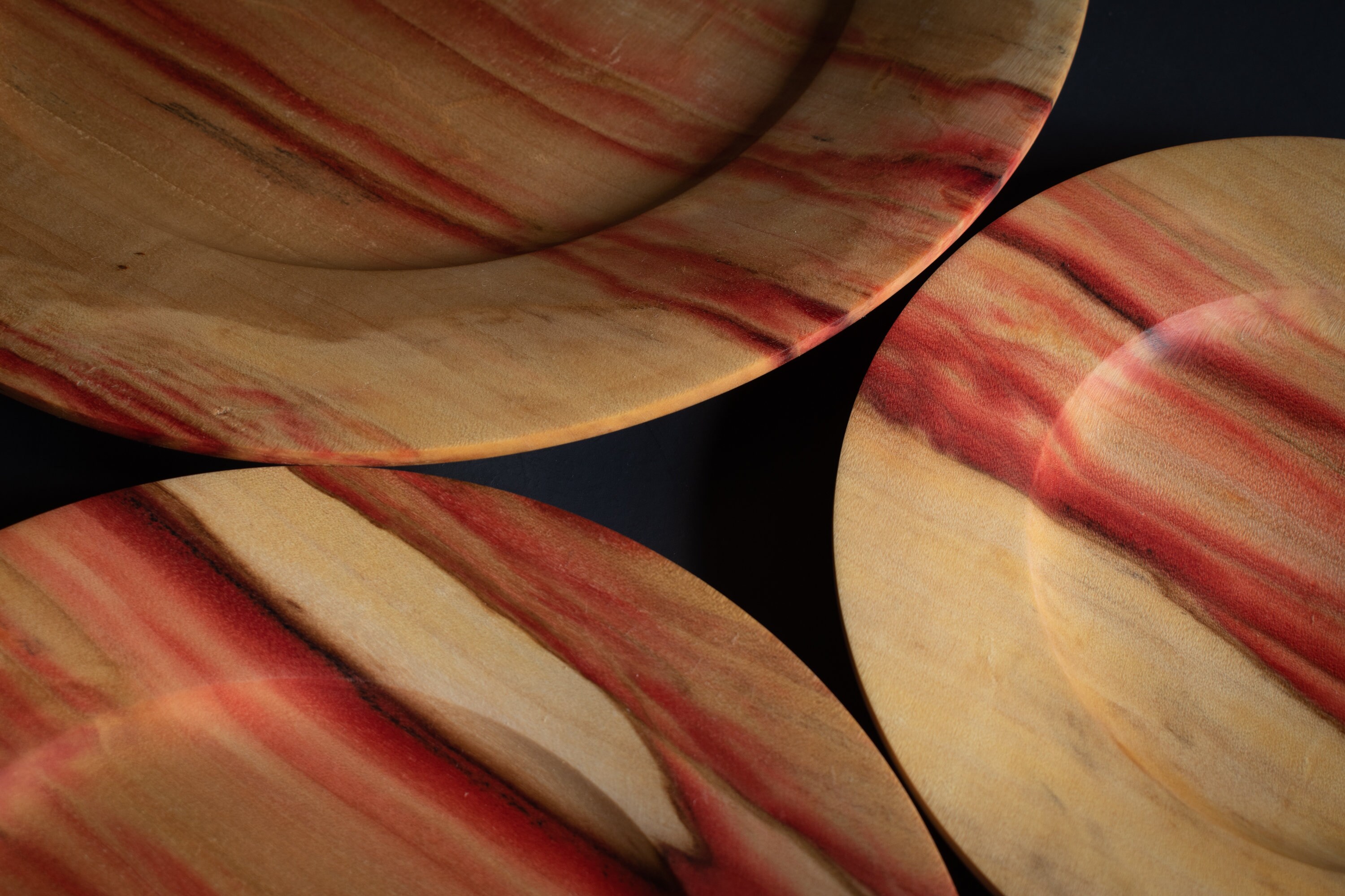 Set of Three Flame Boxelder Plates, Wooden Plate Set of Three, Arboreus ...