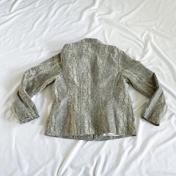 90s Silver Leather Snakeskin Jacket - Gem