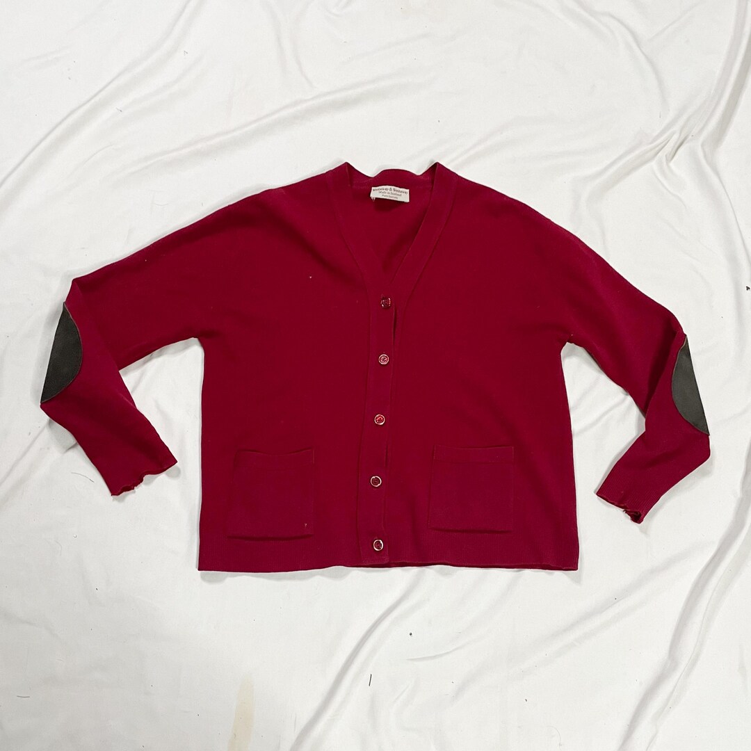 Vintage Wool Red Button up Cardigan - Etsy