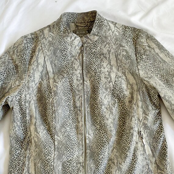 90s Silver Leather Snakeskin Jacket - Gem