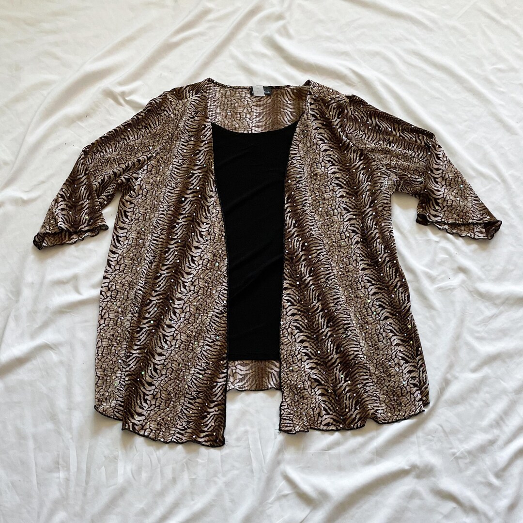 90s Plus Size Leopard Print Cardigan With Built in Tank Top Size 3X - Etsy