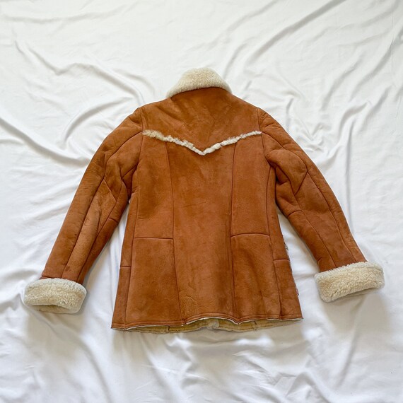 70s Shearling Tan Leather Jacket - Gem