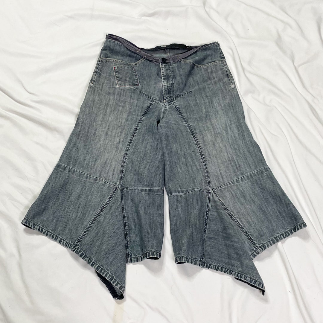 Y2K Funky Jean Shorts/capris - Etsy