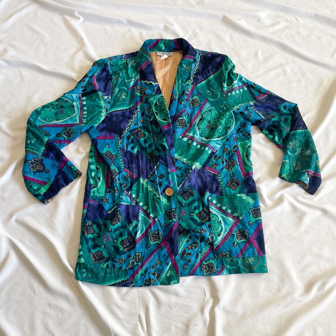 80s Patchwork Funky Button up Blazer Size Large - Etsy