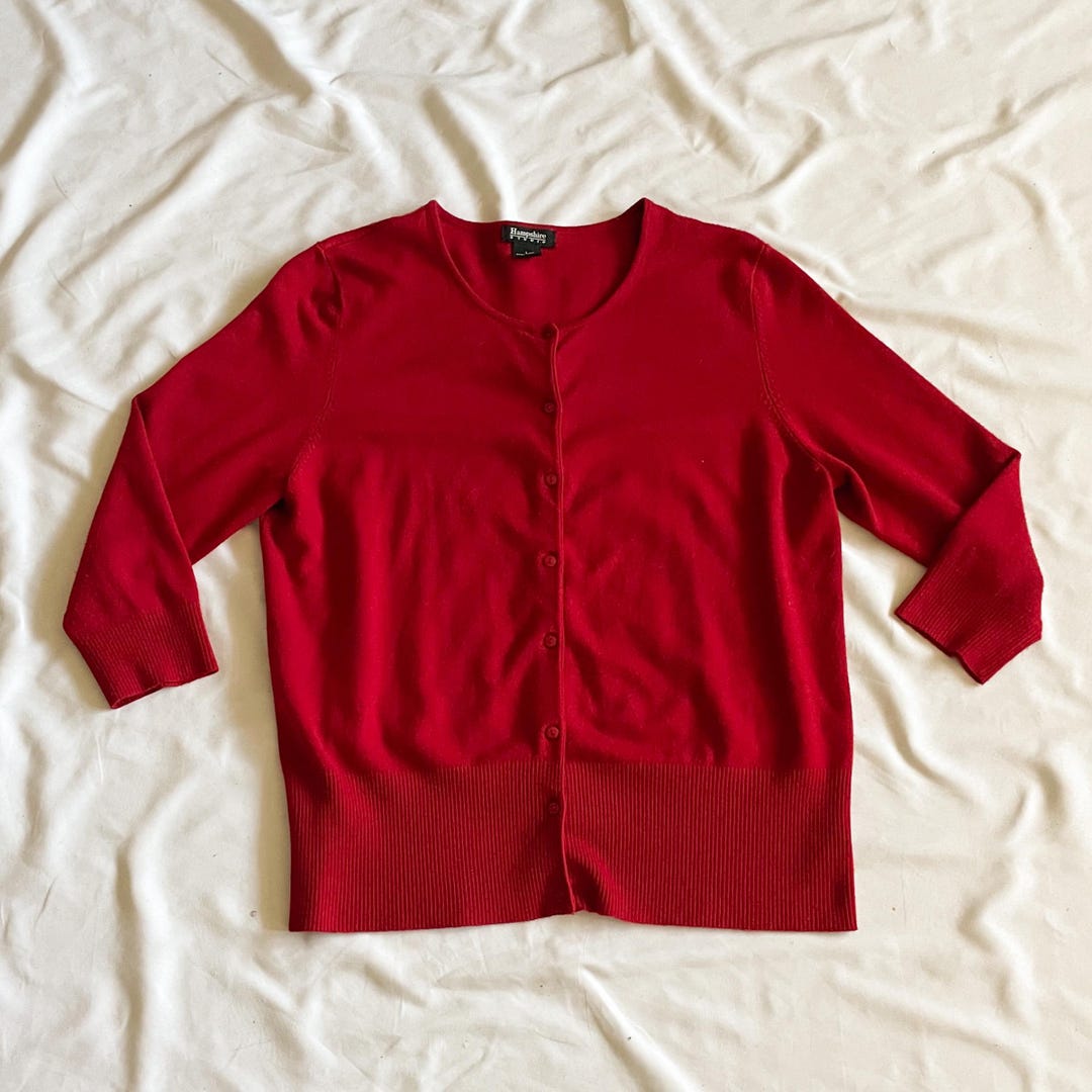 90s Red Button up Cardigan Size Large - Etsy