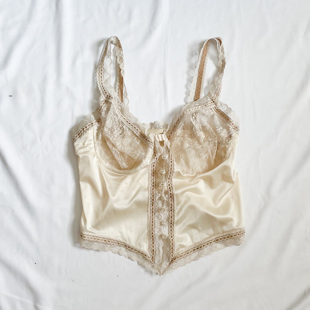 Vintage Size 36 C Lace Lingerie Silky Corset - Etsy