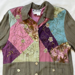 90s Grey and Purple Patchwork Button up Shirt - Etsy