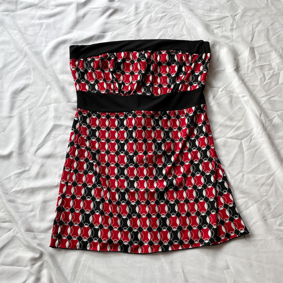 Black and Red Y2K Tube Top - Etsy