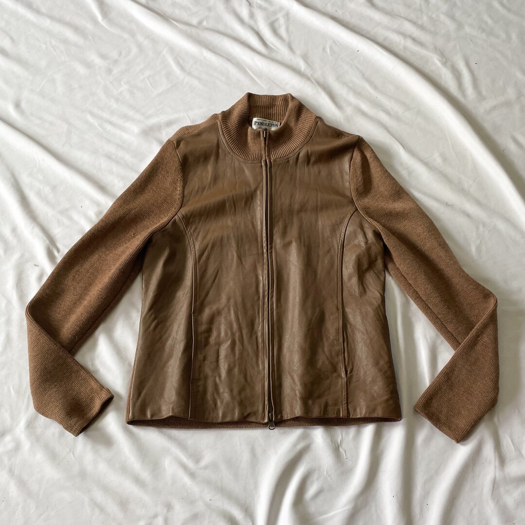 Y2K Tan Pendleton Leather Jacket - Etsy