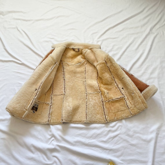 70s Shearling Tan Leather Jacket - Gem
