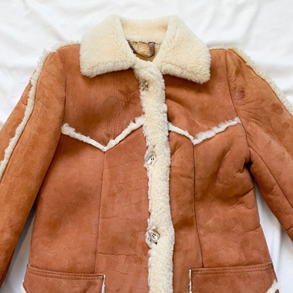 70s Shearling Tan Leather Jacket - Gem