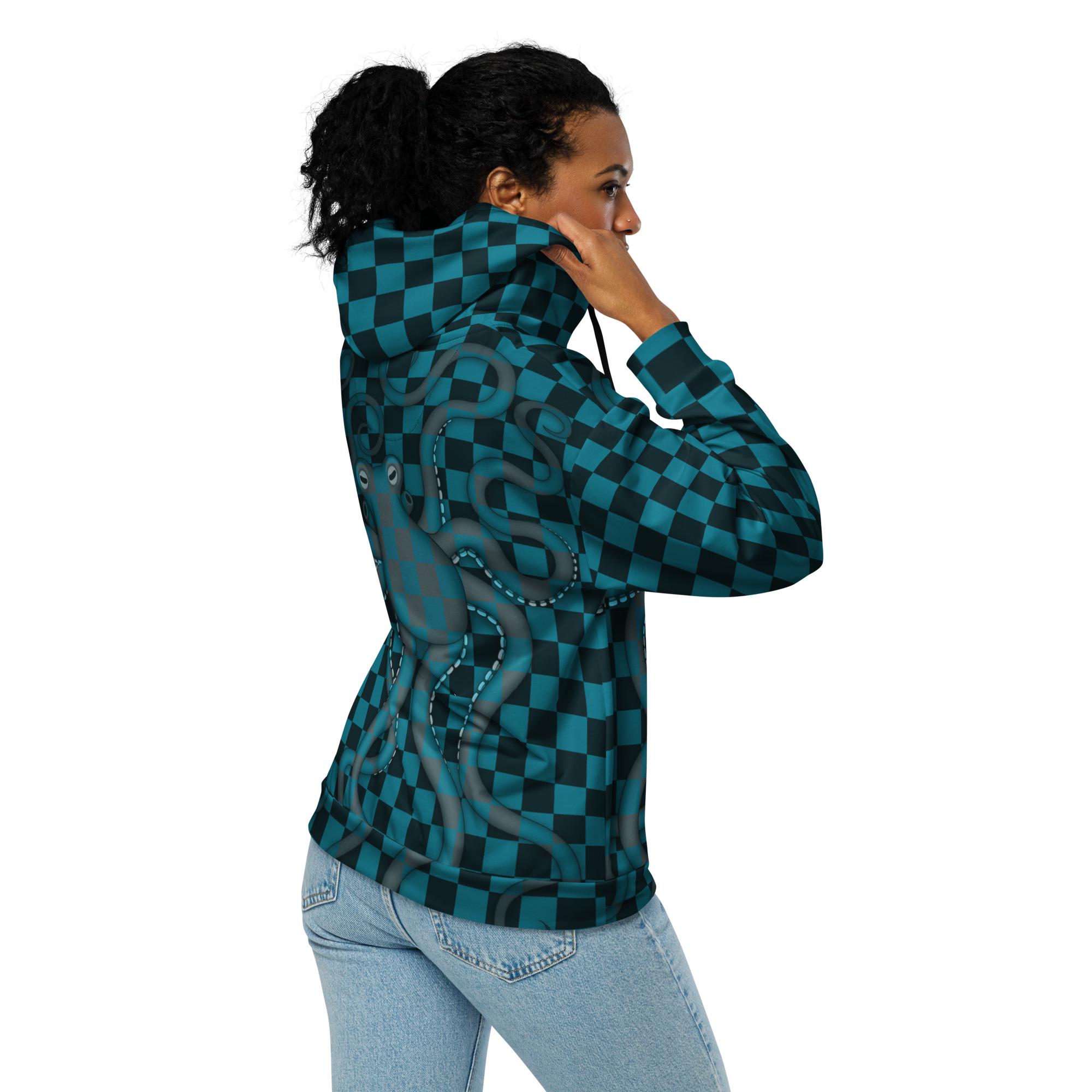 CAVIS Checkered Octopus Camouflage Zip Hoodie, Underwater 80's Nautical ...