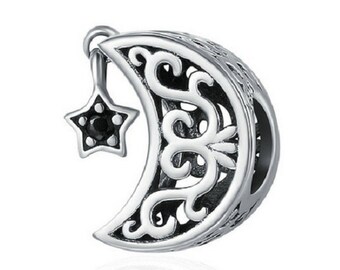 Secret Planet Moon Star Pendant Beads Charm 925 Sterling Silver Fit for ...
