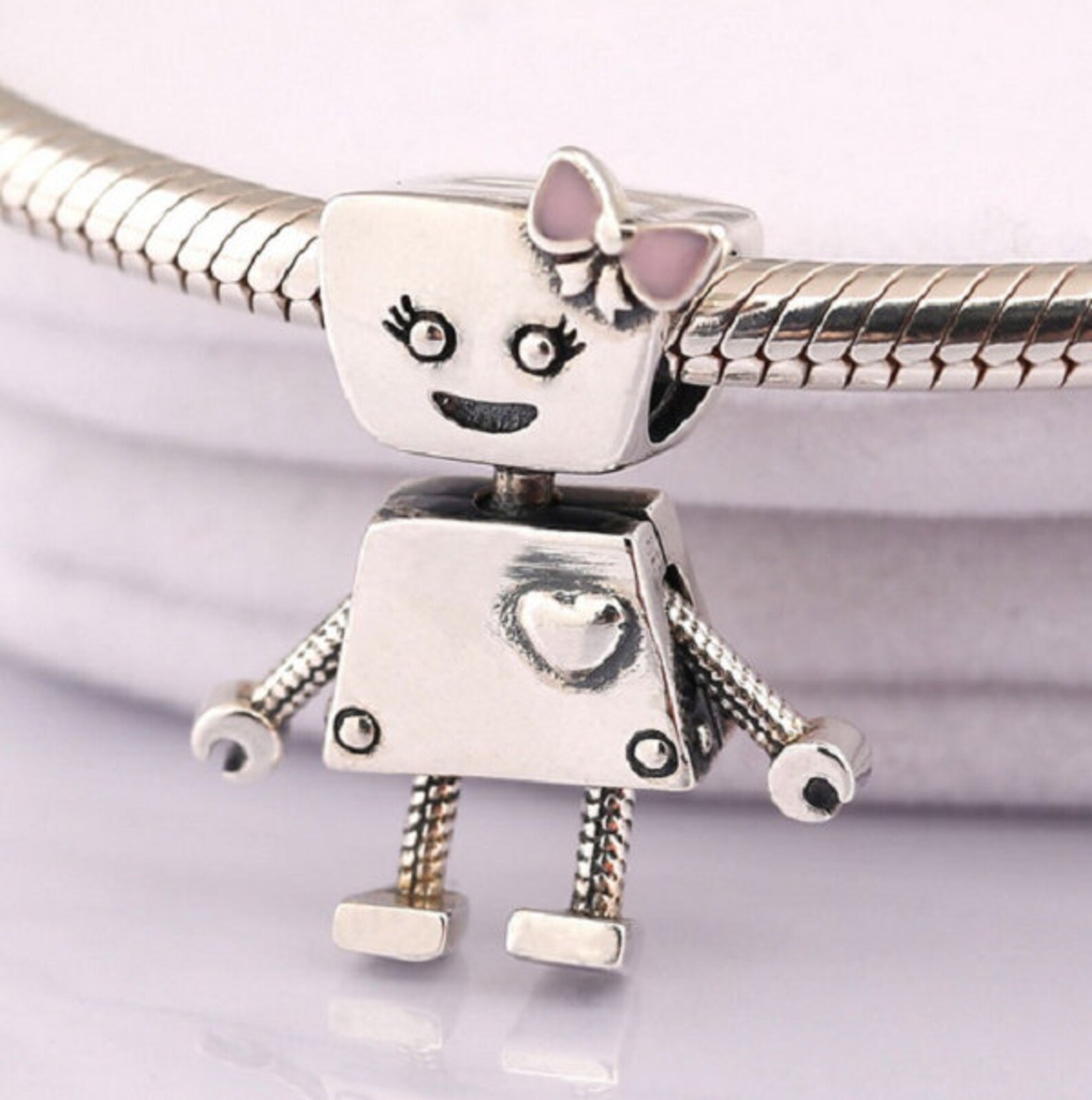 Bella Bot Charm With Pink Enamel Charm Beads Fit Handmade & - Etsy