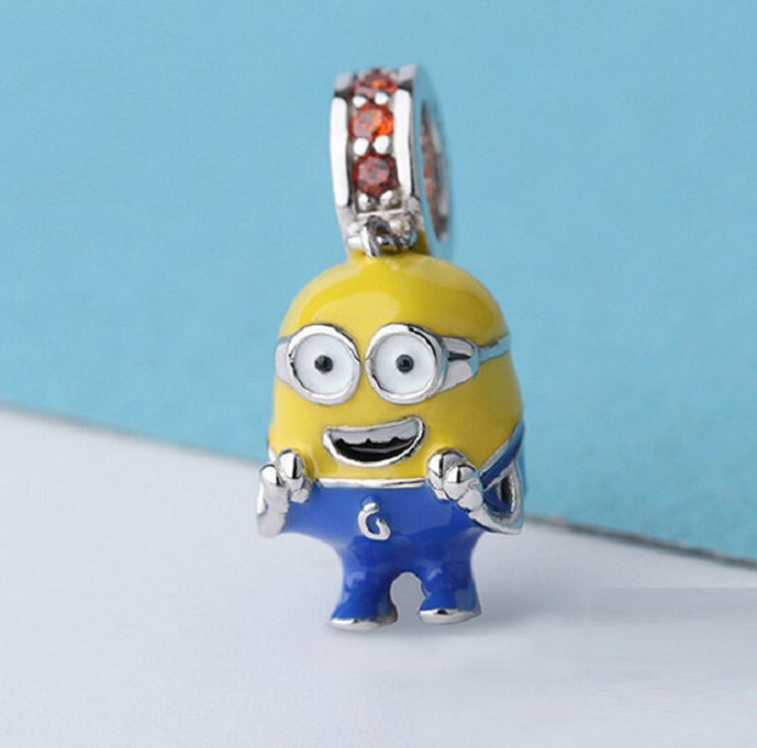 Silver Cute Minions Pendant Beads With Colorful Enamel & CZ 100% 925 ...