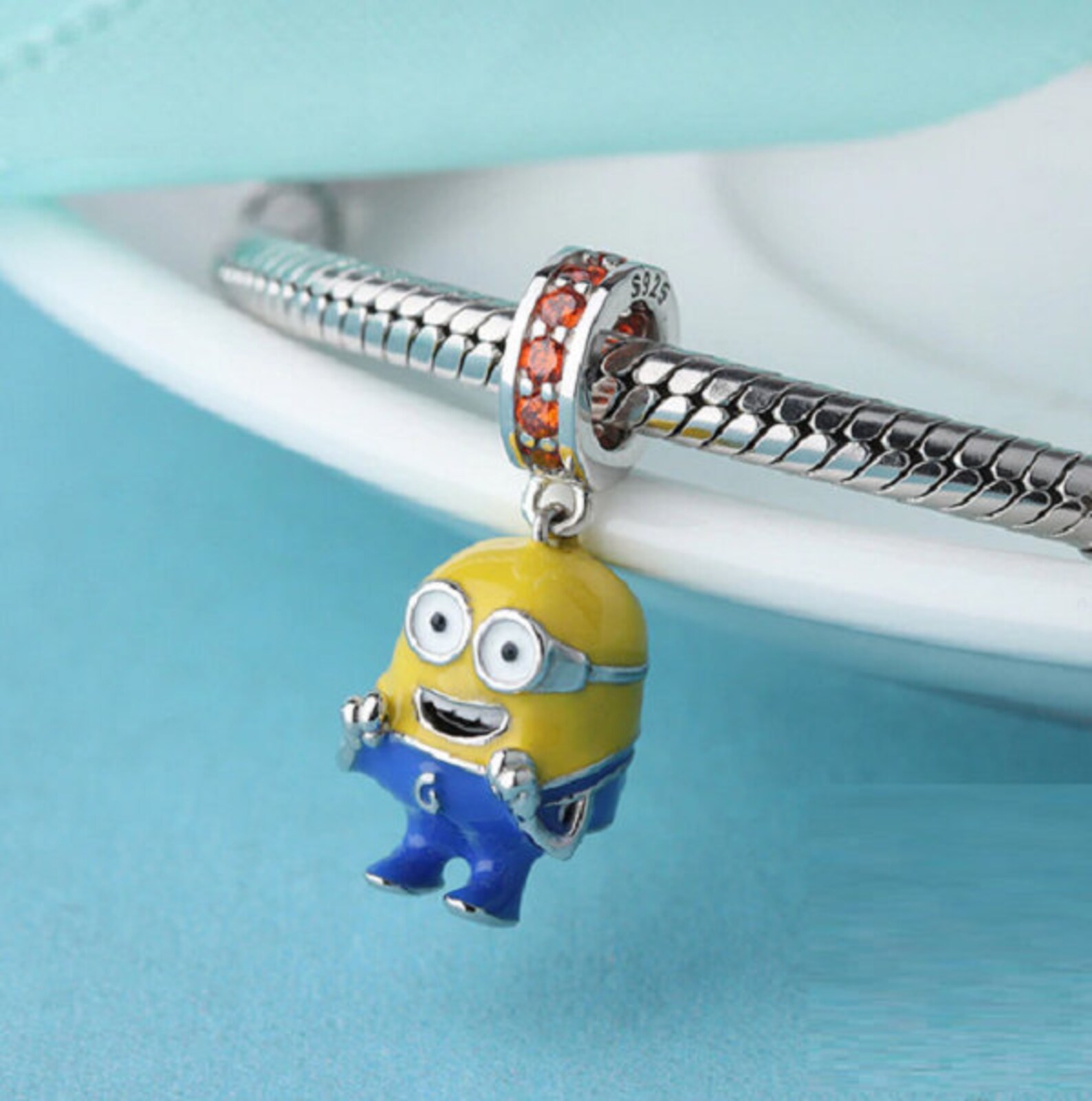 Silver Cute Minions Pendant Beads With Colorful Enamel & CZ - Etsy