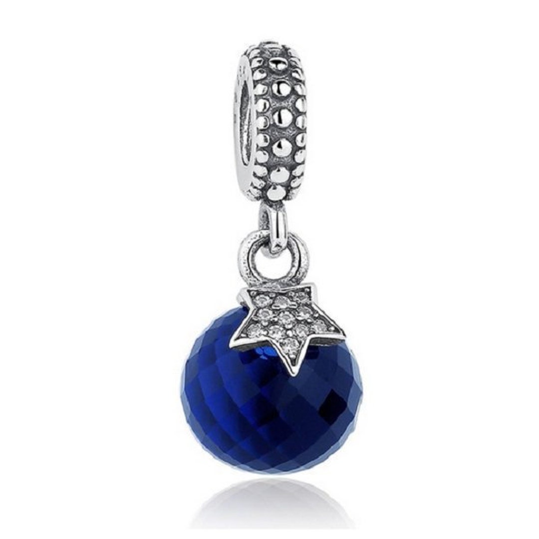Blue Moon and Star CZ Beads Charm 100% 925 Sterling Silver Fit for ...