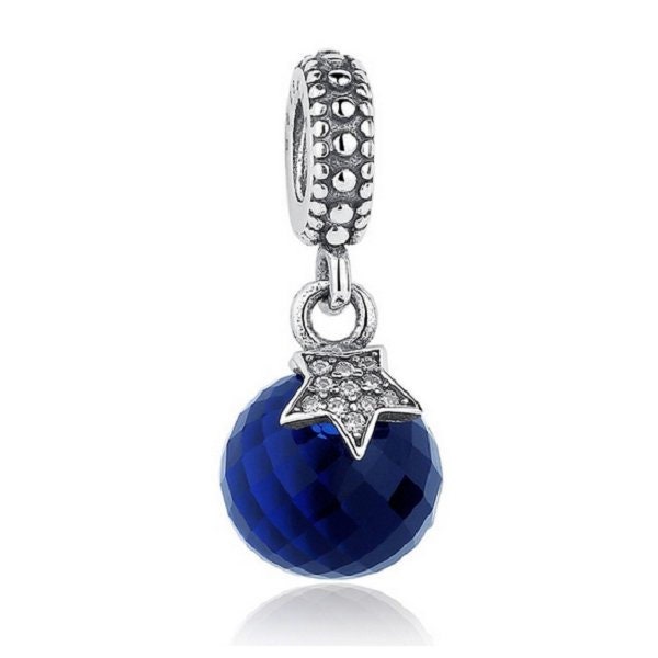 Blue Moon and Star CZ Beads Charm 100% 925 Sterling Silver Fit - Etsy