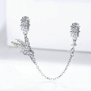 Elf Fairy Safety Chain Long Metal Bracelets Beads Charms CZ 100% 925 ...