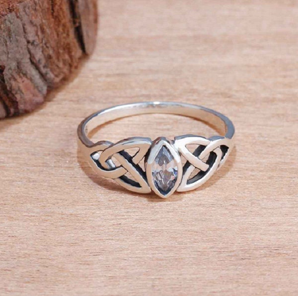 Celtic Knot Jewel Vintage Style Promise Band Ring Made From | Etsy