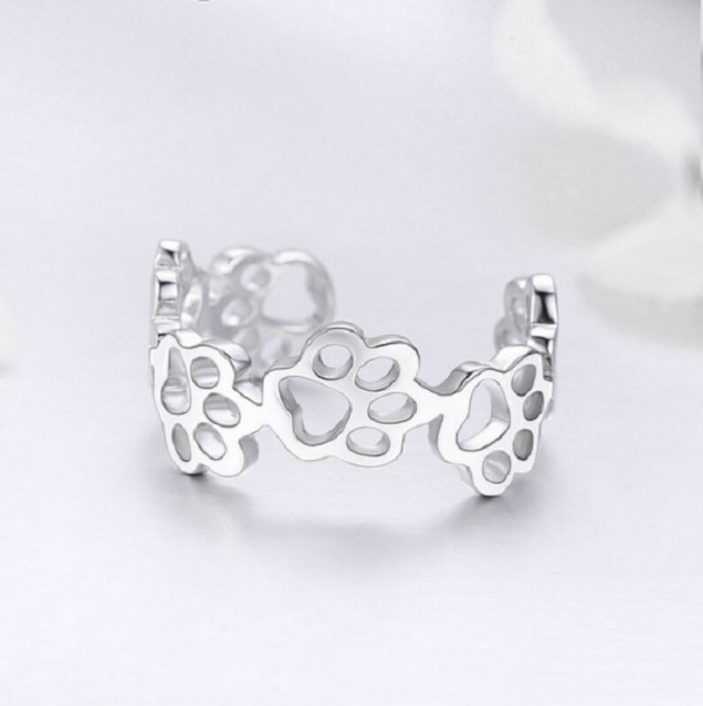 Pawprint Paw Print Pet Finger Rings Handmade 100% 925 Sterling - Etsy