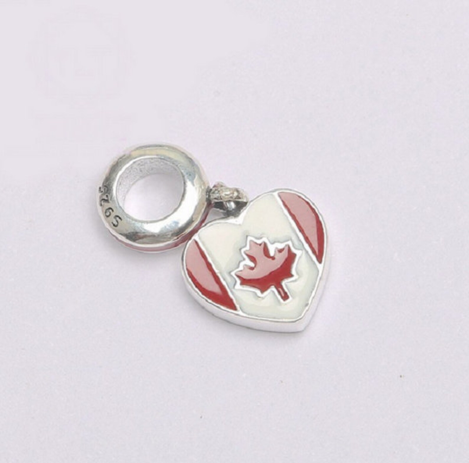 Canada Heart Flag Beads Charm 100% 925 Sterling Silver fit for | Etsy