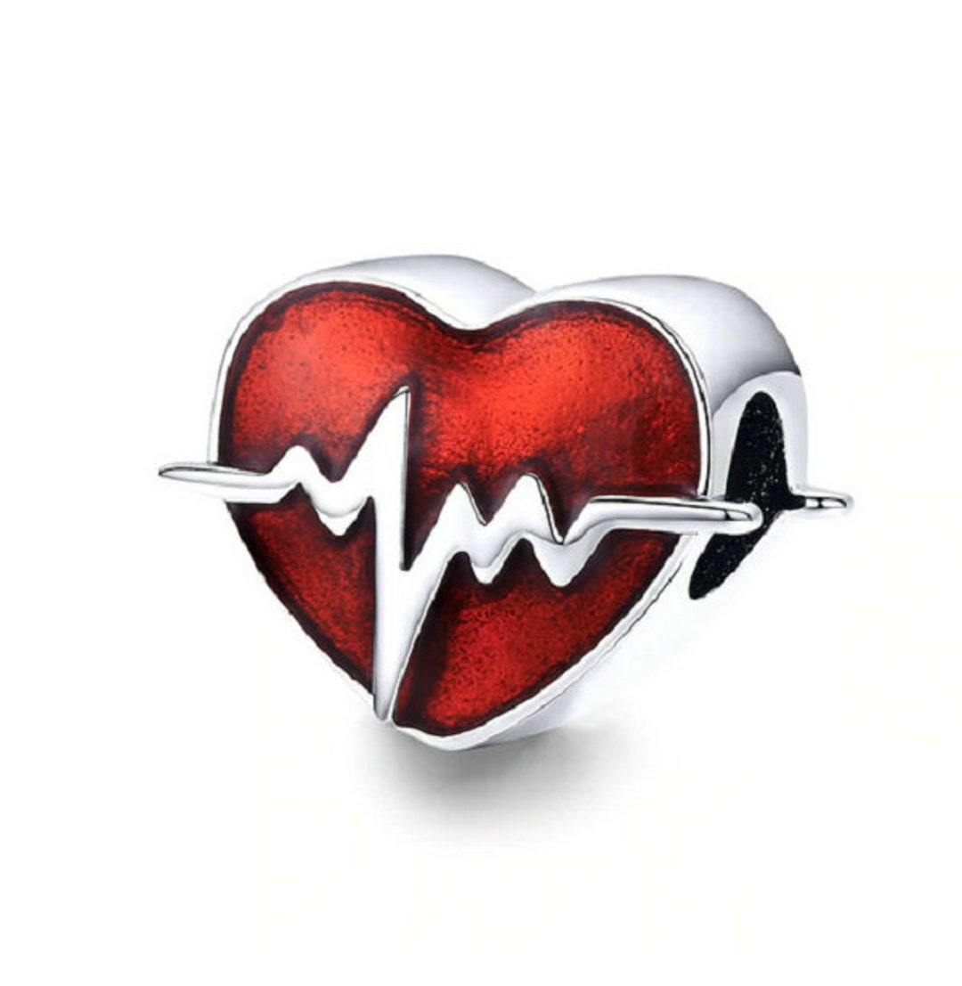 Red Enamel Charms Heartbeat Charms Bracelet for Women Beads 100% ...