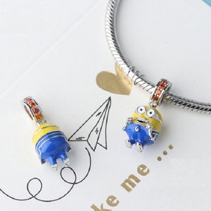 Silver Cute Minions Pendant Beads With Colorful Enamel & CZ 100% 925 ...