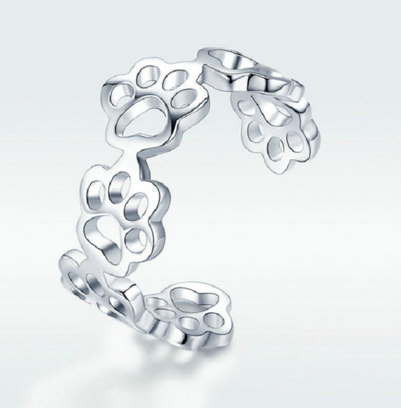 Pawprint Paw Print Pet Finger Rings Handmade 100% 925 Sterling - Etsy
