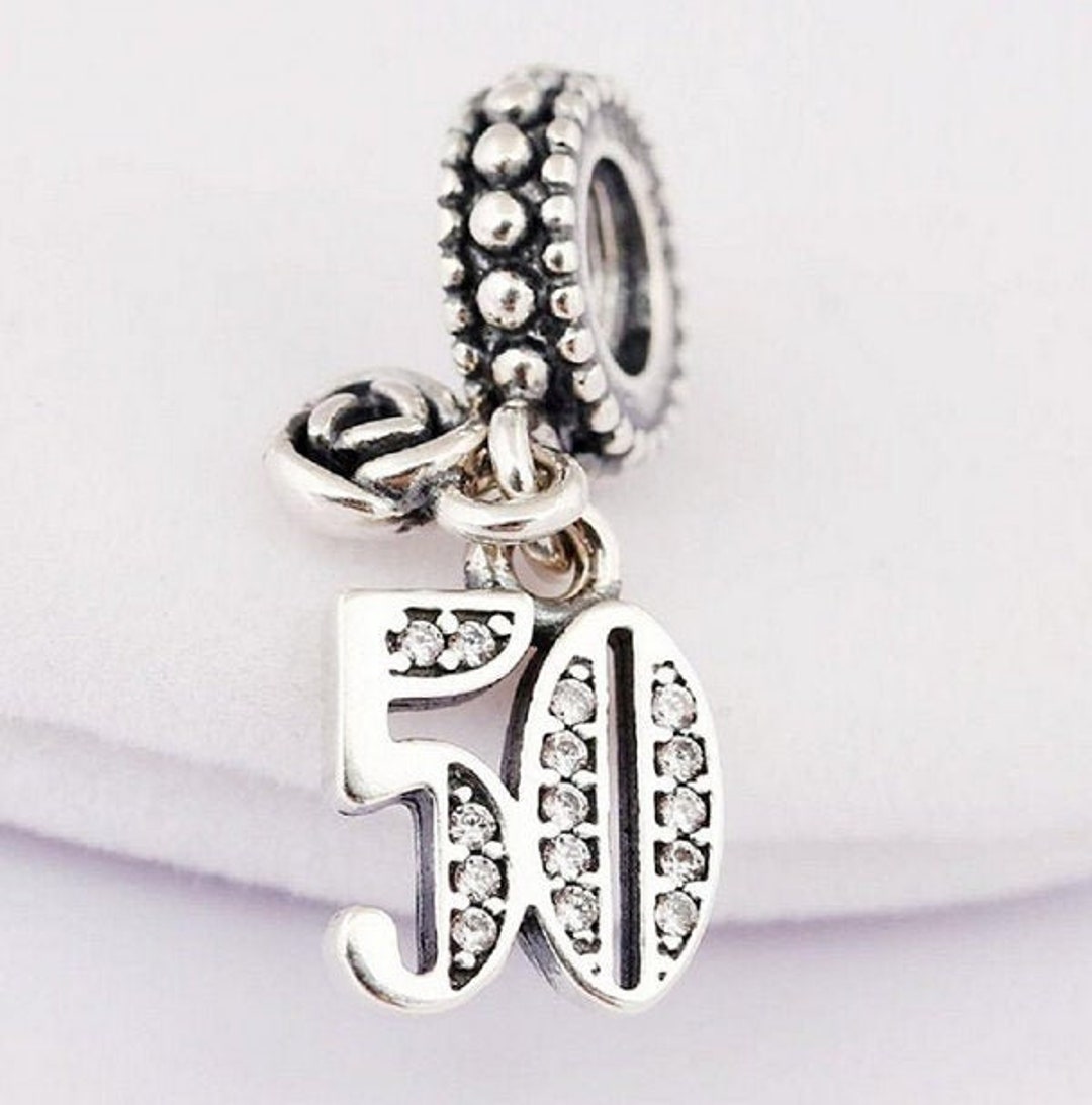 50th Birthday Celebration Time Genuine Sterling Silver 925 Charm With ...