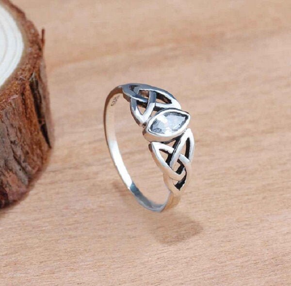 Celtic Knot Jewel Vintage Style Promise Band Ring Made From | Etsy