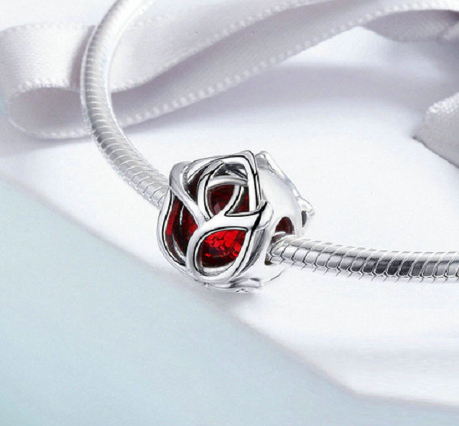Romantic Rose Flower Red Fit Charms Bracelets Bangles Charm - Etsy